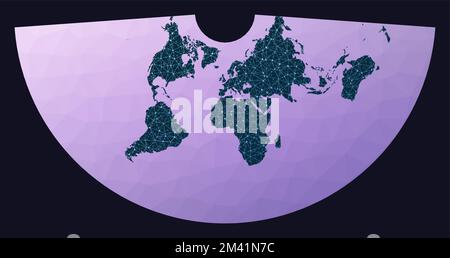 Illustration of global network. Conic Equidistant projection. World ...