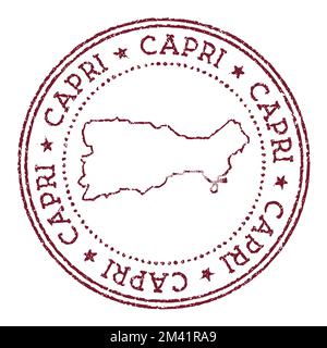 Capri badge. Map of the island with beautiful geometric waves and ...