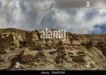 The view of Piyang Dongga ruins in Zanda County, Ngari Prefecture ...