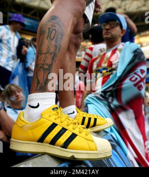 Argentina's Lionel Messi features as a tattoo on a fans calf ahead of ...