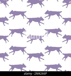 Seamless pattern. Running czechoslovak wolfdog puppy isolated on white background. Dog ...