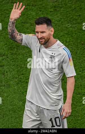 Argentina's Lionel Messi waves before a training session with the ...