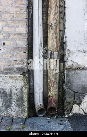 Rusty Old Rainwater Pipe on the Glass House Stock Photo - Alamy