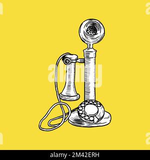Detailed Antique Rotary Dial Telephone at 1920's Illustration Vector ...