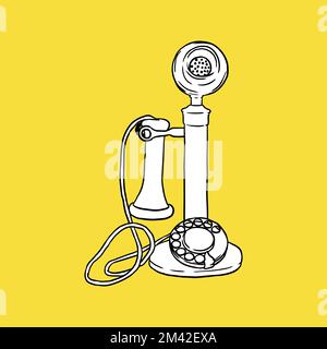 Detailed Antique Rotary Dial Telephone at 1920's Illustration Vector ...