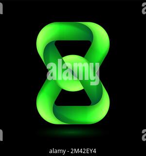 Abstract Green Model of Geometric Torus Knot Object. Illustration for ...