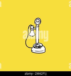 Detailed Antique Rotary Dial Telephone at 1920's Illustration Vector ...