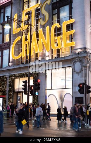 Let's Change the Way We Shop sign outside the Selfiedges store in ...