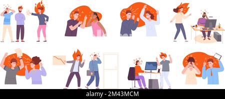 Angry boss shout on employees in office. Woman manager scold people on ...