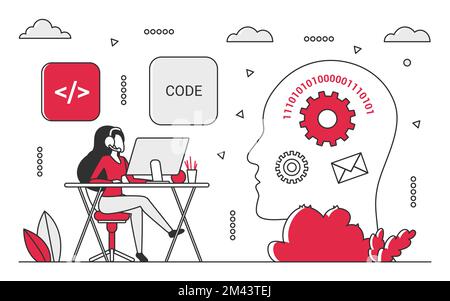 Programmer with code thinking Stock Vector Image & Art - Alamy