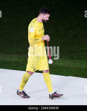 France goalkeeper Hugo Lloris with his runners up medal following ...