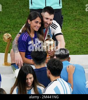 Antonela Roccuzzo, wife of Lionel Messi of Argentina and her his ...