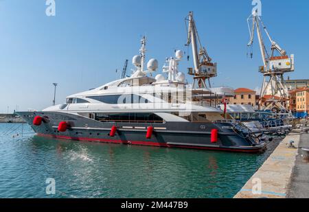 Harbor scenery in Imperia, a coastal city in Liguria, Italy Stock Photo ...