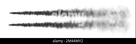 Realistic missile or bullet trace. Airplane condensation trail, jet ...