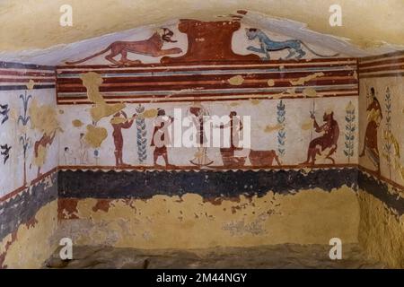 Beautiful wall paintings in the Necropolis of Tarchuna, Unesco world ...