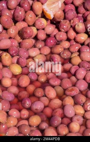 Turkish style prepared olives in the market stands Stock Photo - Alamy