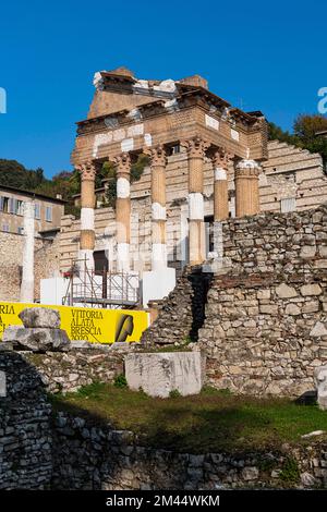 Old roman Capitolium, Piazza del Foro, Unesco world heritage site ...