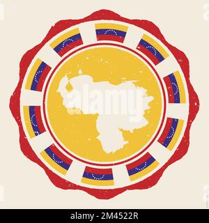 Venezuela logo. Sign with the map of the country and colored stripes ...
