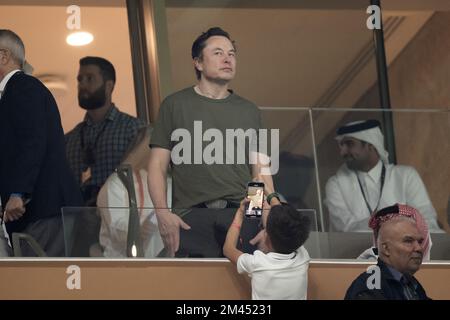 Doha, Qatar. 19/12/2022, Elon Musk during the FIFA World Cup Qatar 2022 ...