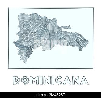 Dominican Republic freehand pencil sketch outline map isolated on white ...