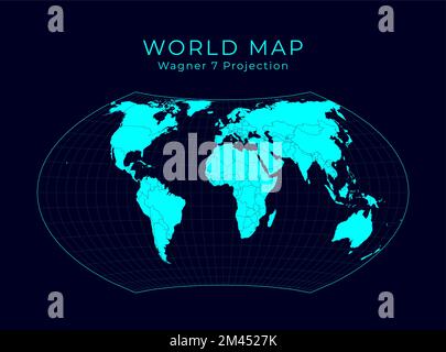 World Map. Wagner projection. Futuristic world illustration for your ...