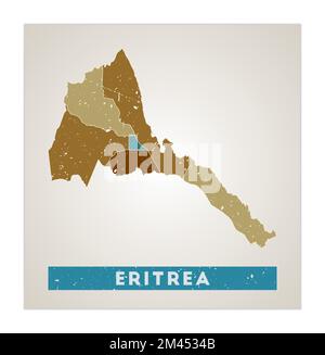 Eritrea vintage map. Grunge map of the country with distressed texture ...