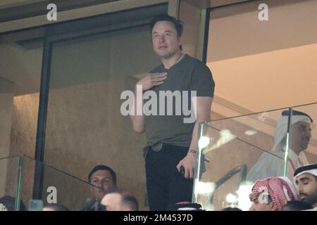 Doha, Qatar. 19/12/2022, Elon Musk during the FIFA World Cup Qatar 2022 ...