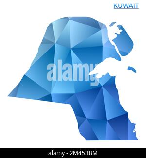 Map of Kuwait. Low poly illustration of the country. Purple geometric ...
