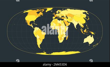 Map of the World. Waldo R. Tobler's hyperelliptical projection. Globe ...