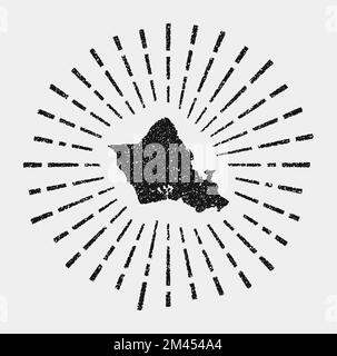 Oahu logo. Sign with the map of island and colored stripes, vector ...