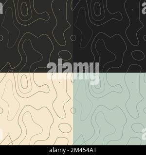 Topography patterns. Seamless elevation map tiles. Appealing isoline ...