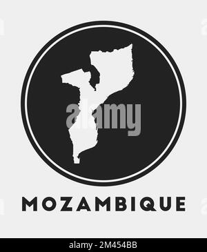 Mozambique Badge. Round logo of country with triangular mesh map and ...