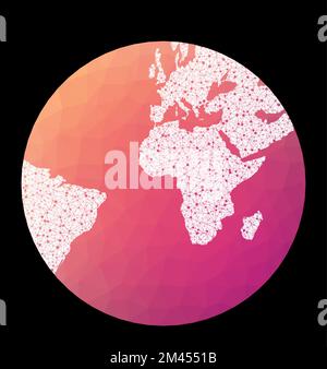 Map of The World. Gnomonic projection. Globe with latitude and ...