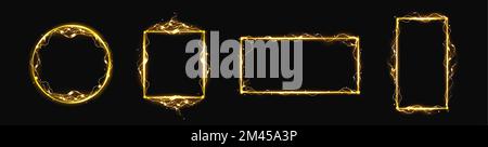 Set of round lightning frames png isolated on transparent background ...