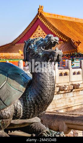 Dragon Tortoise Bronze Statue Gugong Forbidden City Emperor's Palace ...