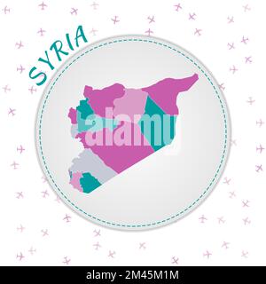 Syria map. Poster with map of the country in retro color palette. Shape ...