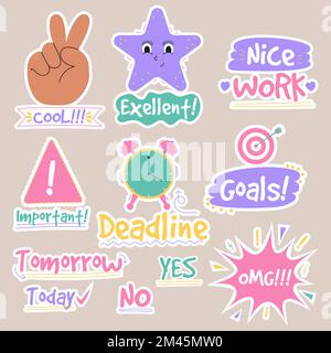 Job and great job groovy stickers pack. Set of reward stickers for ...