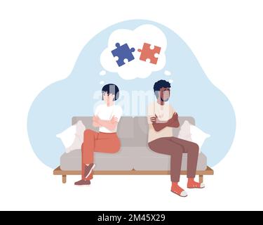 Disagreement couple african american black and white cartoon flat ...