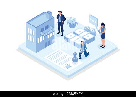 Business characters purchasing bonds or stock on capital market ...