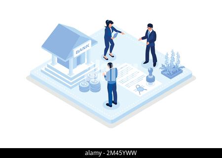 Business characters purchasing bonds or stock on capital market ...