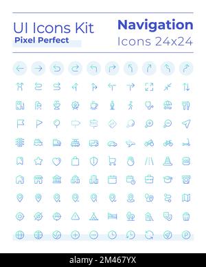 GPS navigation pixel perfect gradient linear ui icons set for dark, light mode Stock Vector ...