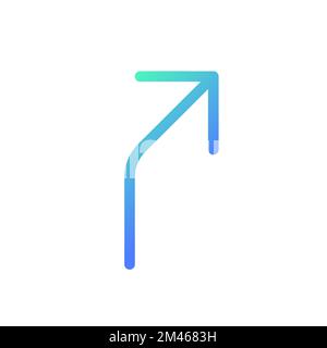 Road curves to right arrow pixel perfect white linear ui icon for dark theme Stock Vector Image ...