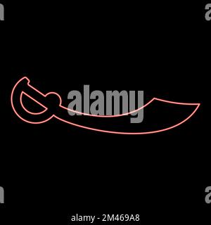 Neon pirate saber Cutlass red color vector illustration image flat ...