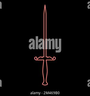 Neon stylet knife Stiletto red color vector illustration image flat ...