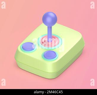 Retro computer gaming controller joystick on a blue background Stock ...