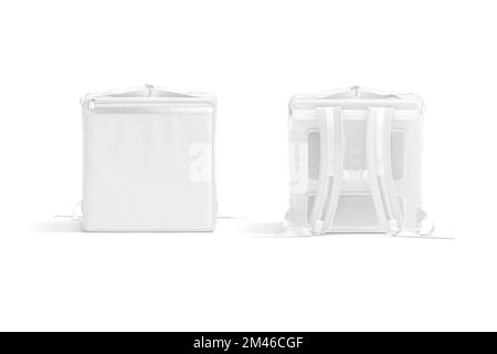 Blank white delivery bag with strap mockup, front side view, 3d ...
