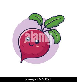 Cute Kawaii beet root cartoon kids illustration. Food vegetable outline ...