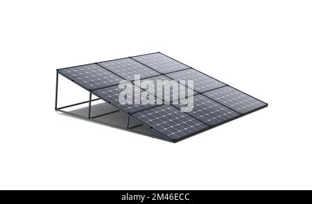 Blank black solar panel mockup stand, side view, 3d rendering. Empty ...