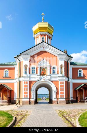 Russian orthodox church. Iversky monastery in Valdai, Russia Stock ...