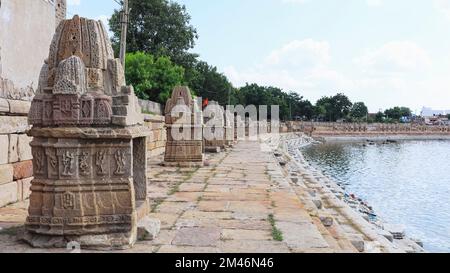 View of few of 300 Temples around Munsar Lake, Viramgam, Ahmedabad ...